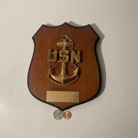 Other | Vintage Wooden And Metal Navy Plaque Usn Us Navy 8 12 X 7 ...